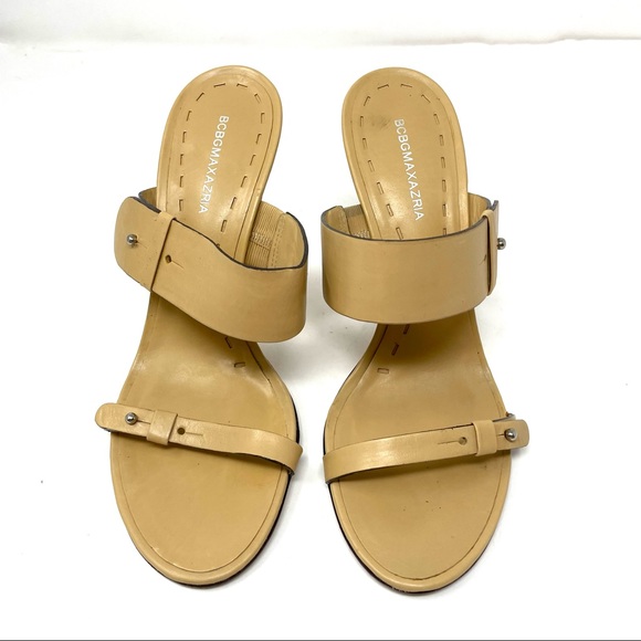 BCBGMaxAzria | Shoes | Bcbg Max Azaria Leather Heel Slides Size 75 ...